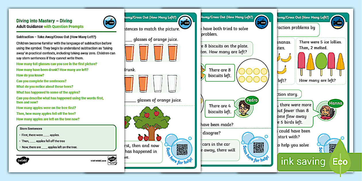 👉 DiM Y1 Subtraction- Take Away/Cross Out (How Many Left?)