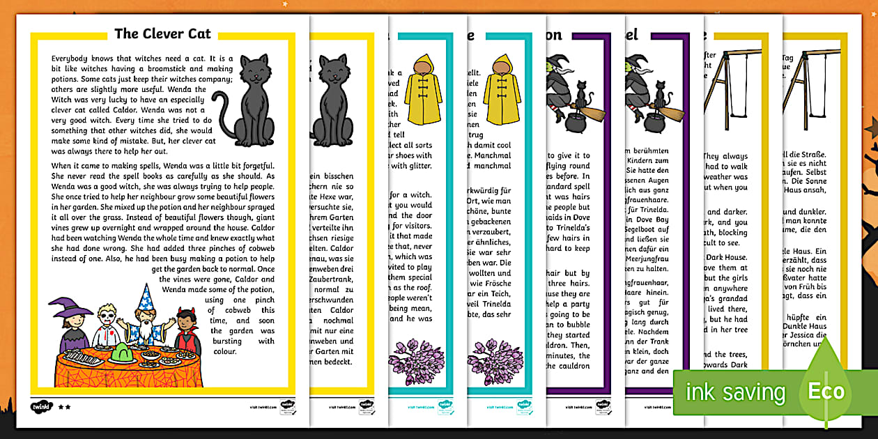 Halloween Differentiated Reading Comprehension Activity Pack English/German