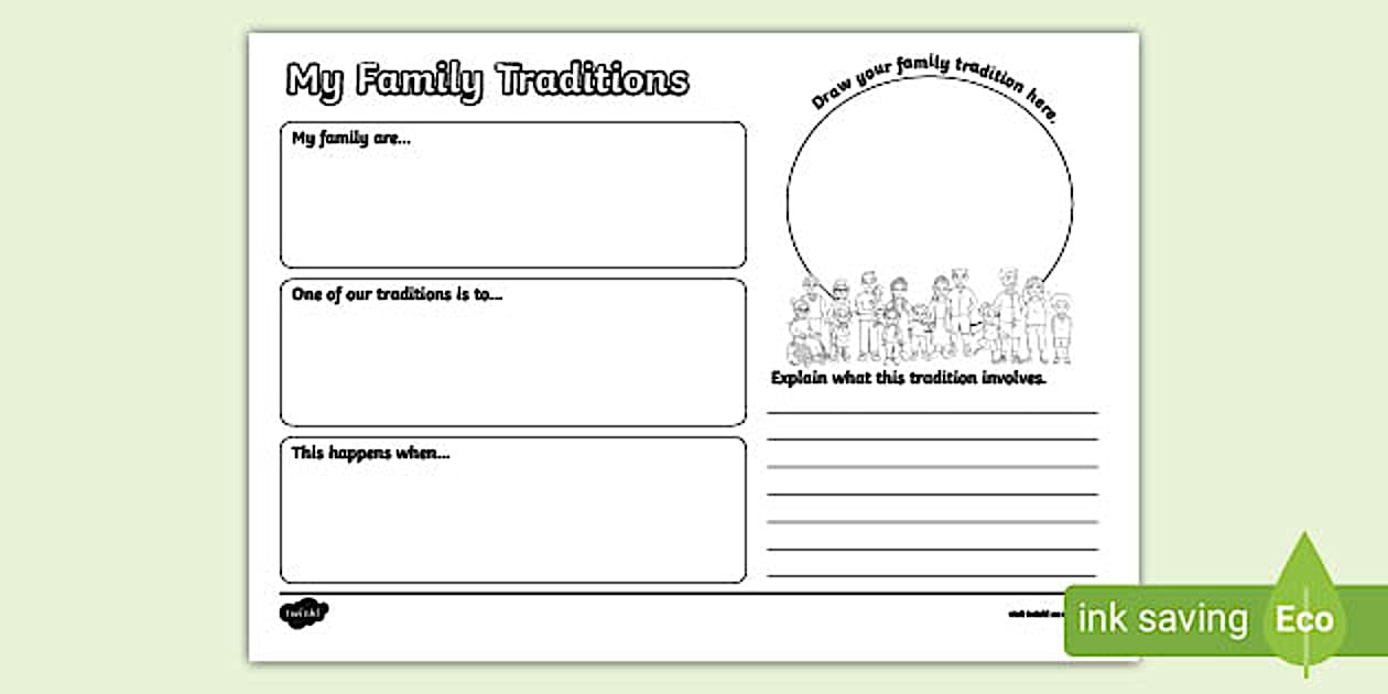 My Family Traditions Activity (teacher made) - Twinkl