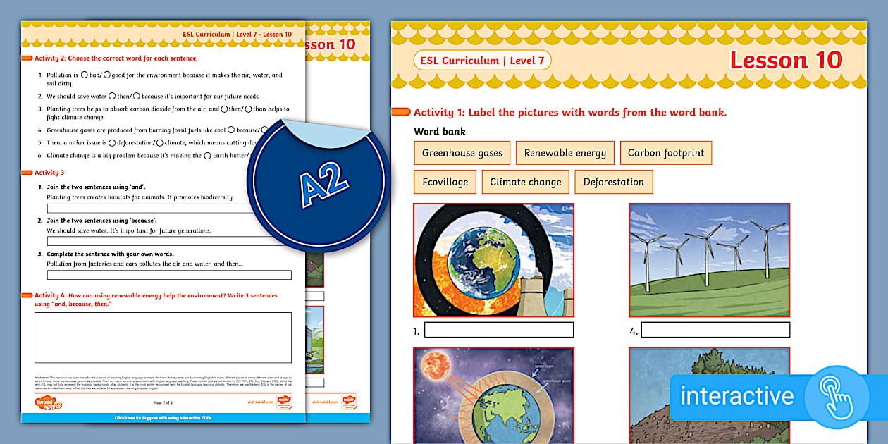 ESL Curriculum Level 7, Lesson 10 Interactive Worksheet