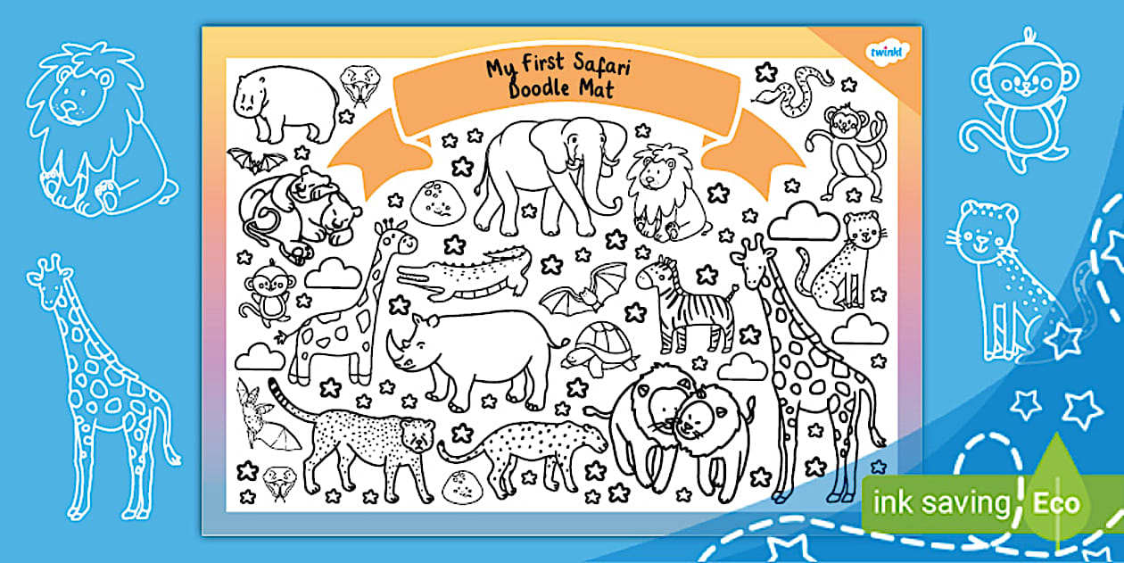 My First Safari Doodle Mat (teacher made) - Twinkl