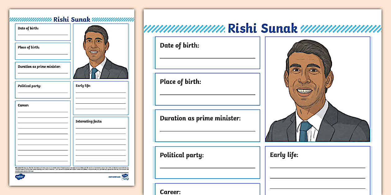 Rishi Sunak Fact File Template | Twinkl (teacher made)