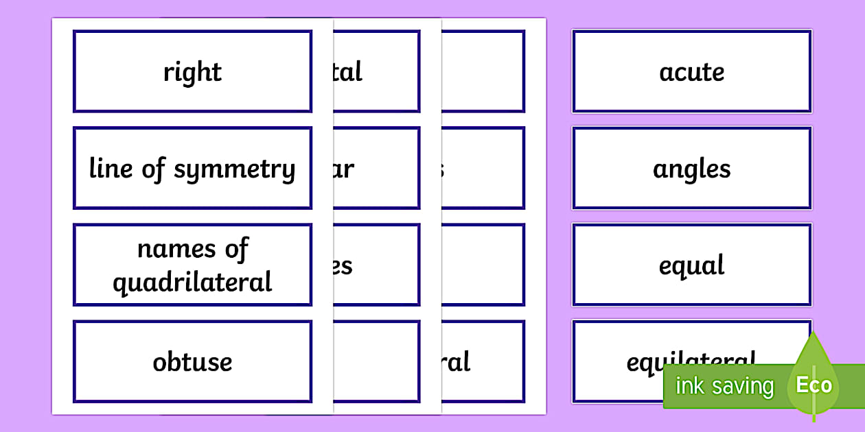 Editable Year 4 2014 Curriculum Maths Vocabulary Cards Geometry ...