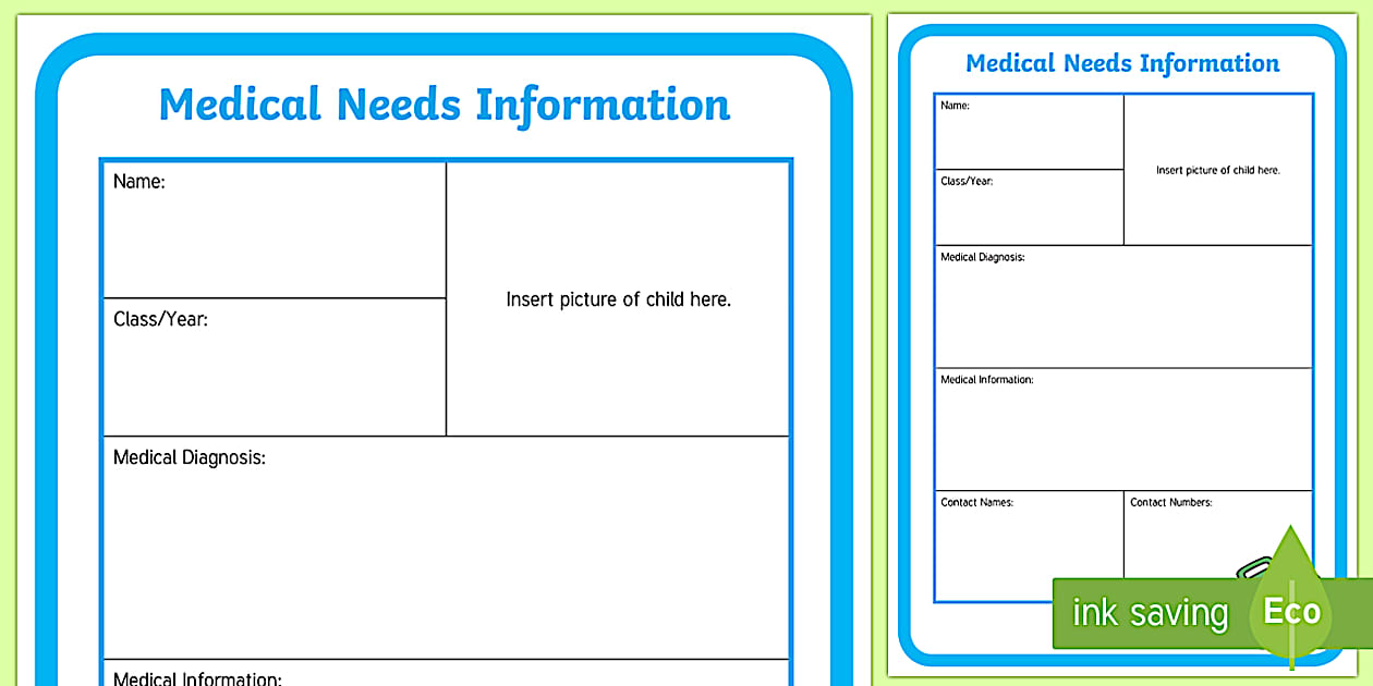 Medical Needs Information A4 Display Poster (teacher made)