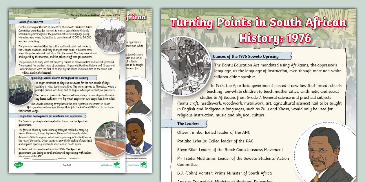 Turning Points in SA History: 1976 Information Sheet