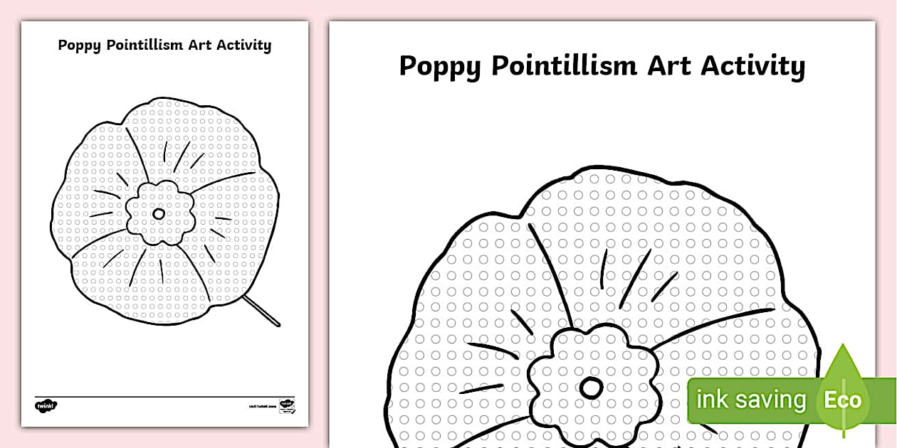 Pointillism Poppy Art KS1 Activity (teacher made) - Twinkl