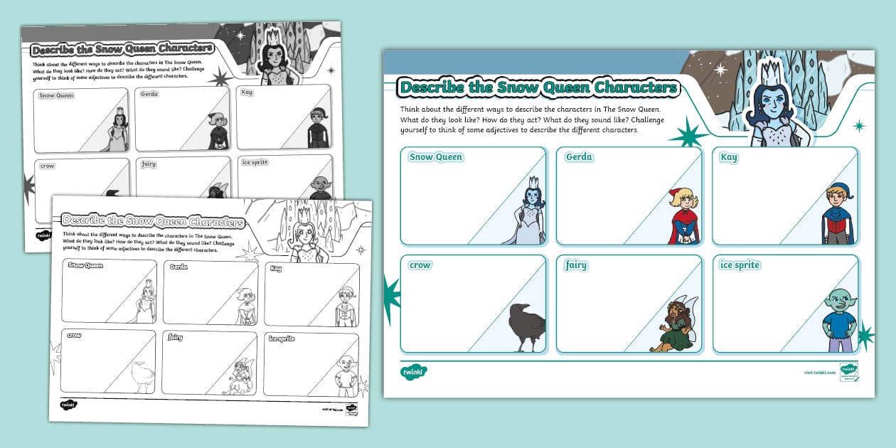 The Snow Queen Characters Adjectives Worksheet