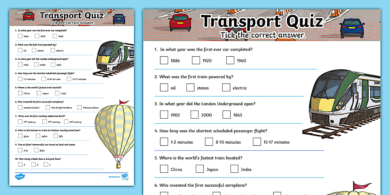 Transport General Knowledge Quiz (teacher made) - Twinkl