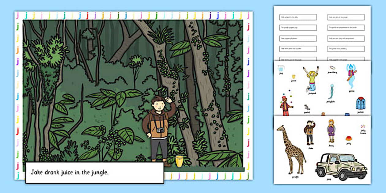 Silly J Sound Sentences Cut and Paste Pictures