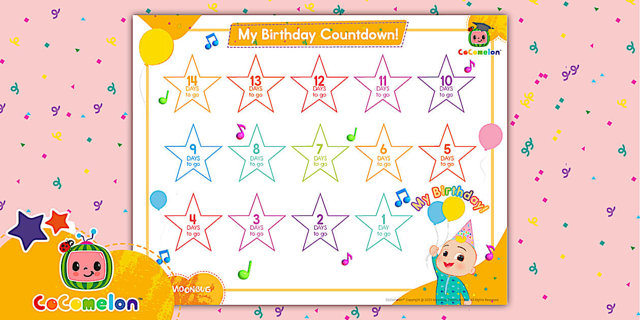 FREE! - CoComelon: Birthday Countdown Poster | Twinkl USA