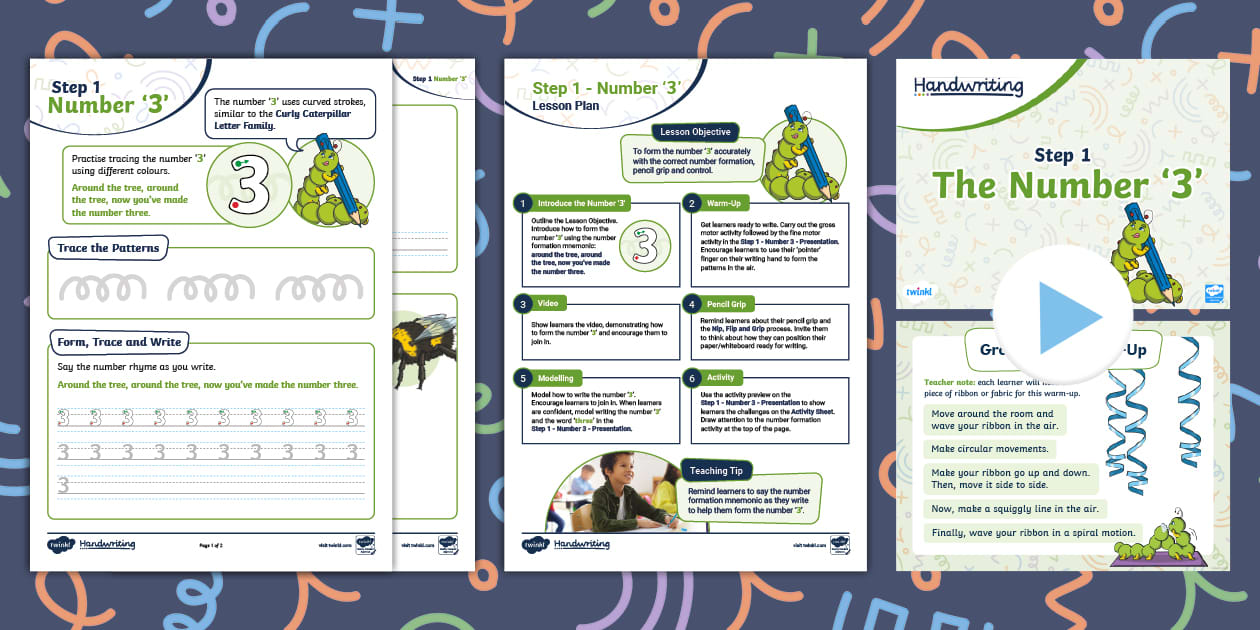 Twinkl Handwriting Scheme: Step 1 The Number 3 Pack - Twinkl