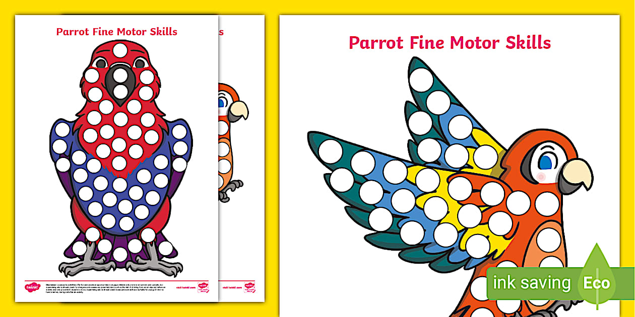 Parrot Button Placing Activity - Fine Motor Skills Activity