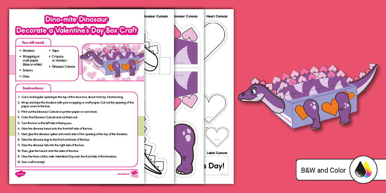 Dino-mite Dinosaur Decorate a Valentine's Day Box Craft