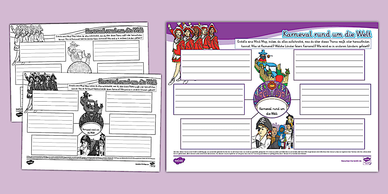 Karneval rund um die Welt - Mind Map (teacher made) - Twinkl