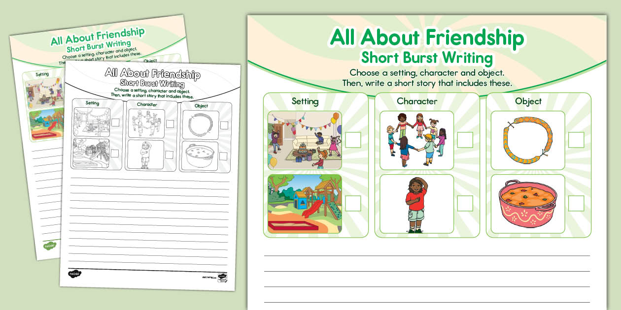 All About Friendship Short Burst Writing Template - Twinkl