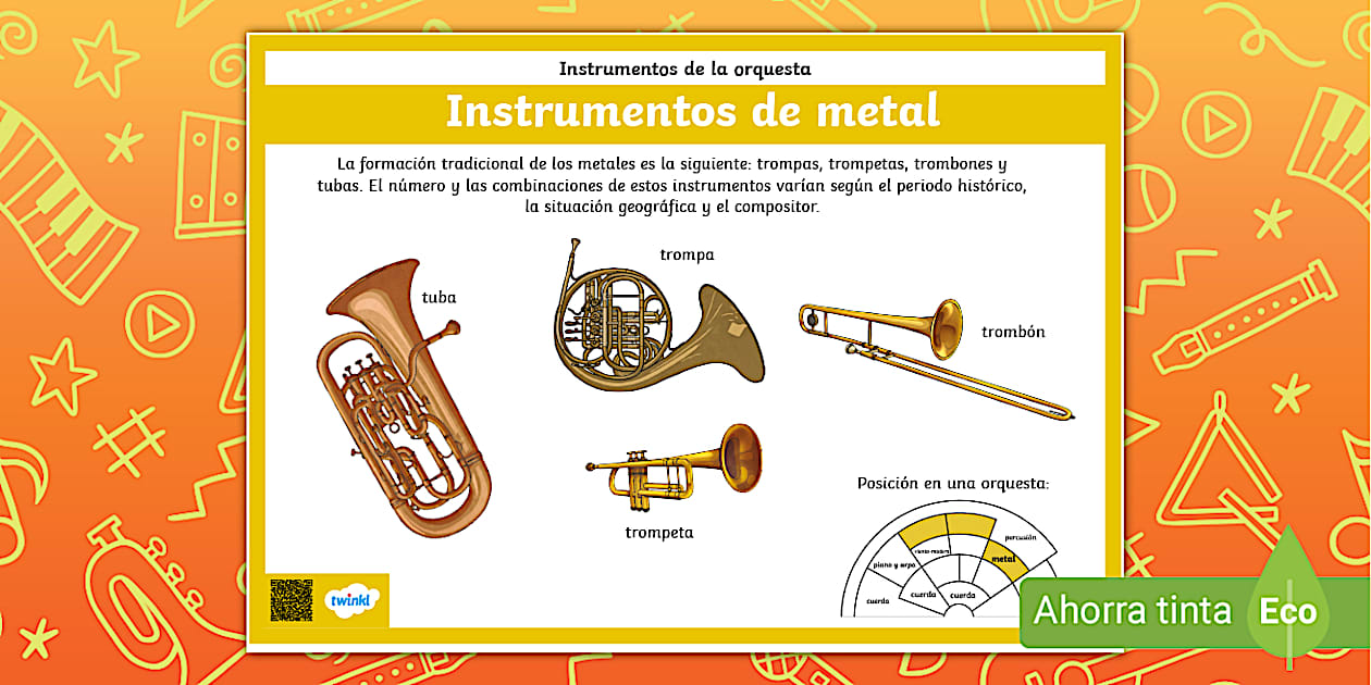 Póster: Instrumentos de metal (Teacher-Made) - Twinkl