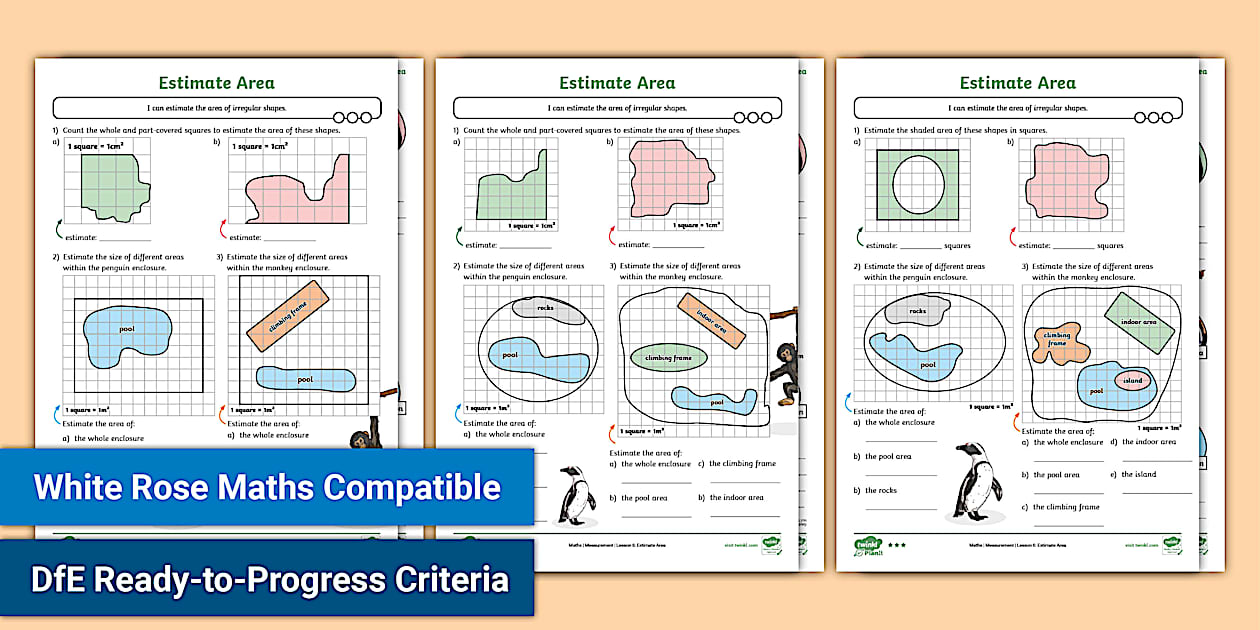 👉 Estimate Area Differentiated Maths Worksheets - Twinkl