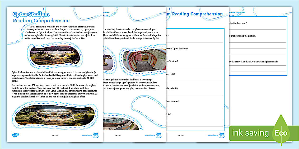 Optus Stadium Reading Comprehension (teacher made) - Twinkl