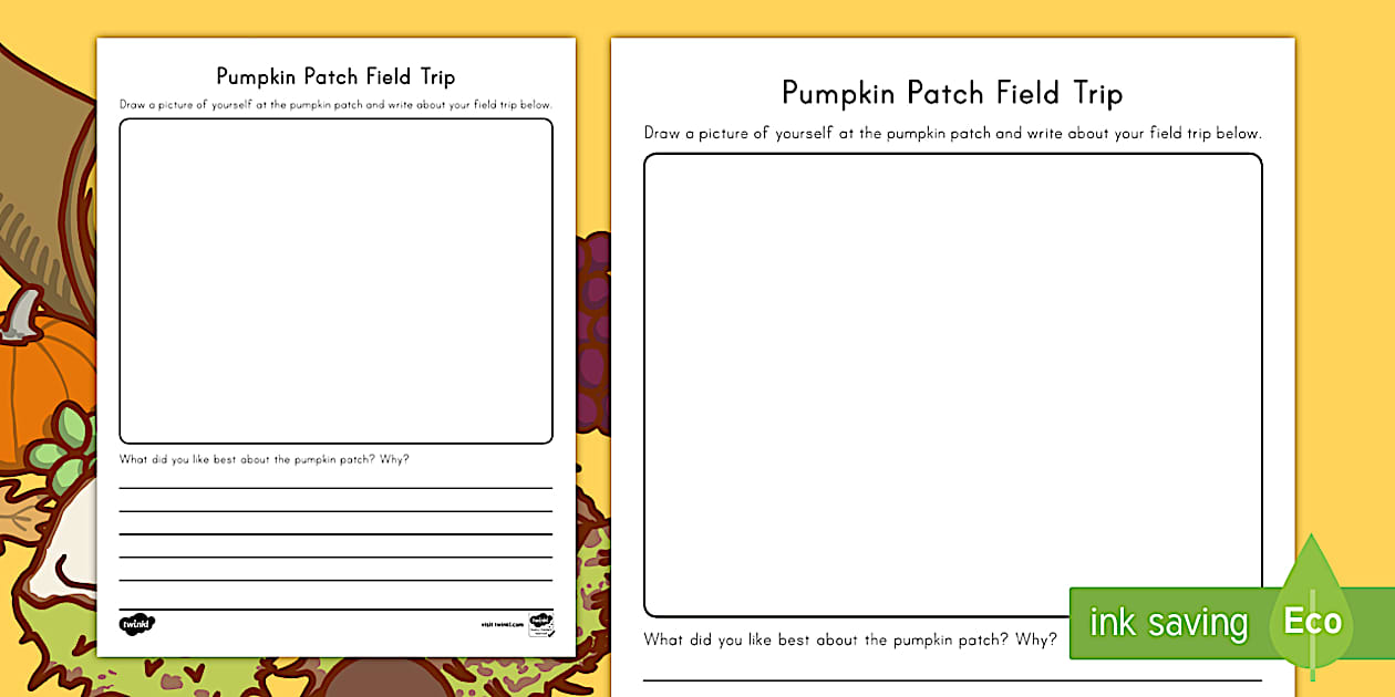 Pumpkin Patch Field Trip Draw and Write Activity Worksheet