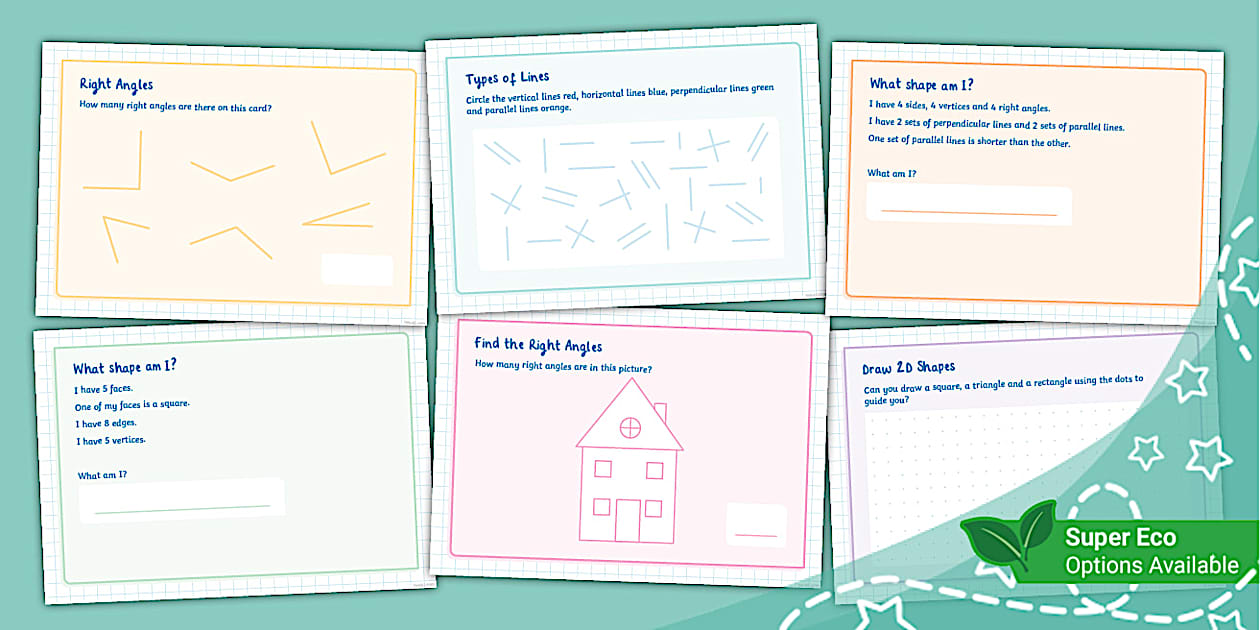 👉 Shapes, Angles and Lines Challenge Cards (Ages 7 - 8)