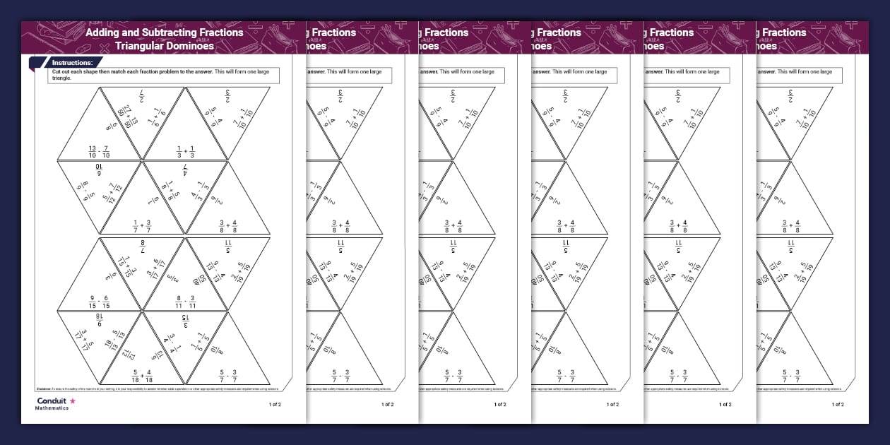 Differentiated Adding and Subtracting Fractions Dominoes