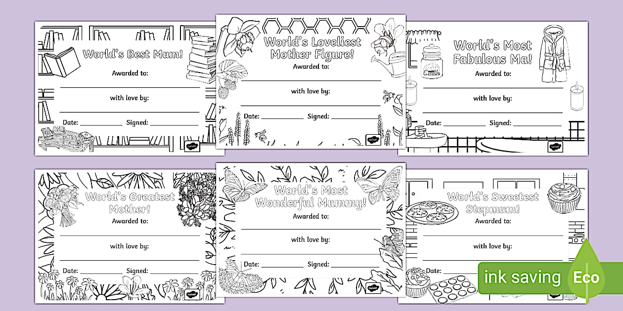 Mother's and Others' Day Colouring Certificate Pack - Twinkl