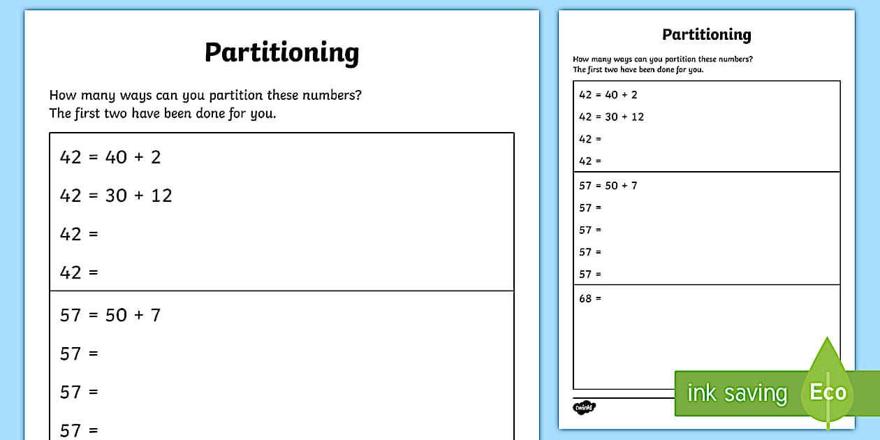 Partitioning in Different Ways Activity (Teacher-Made)