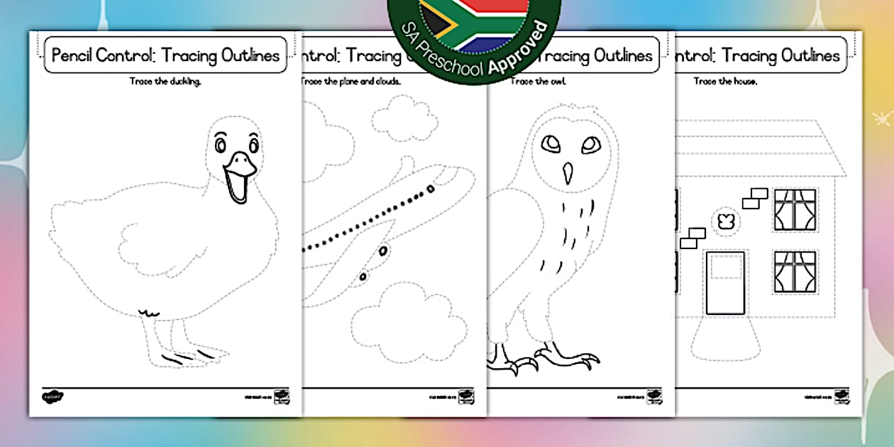 Preschool: Pencil Control- Tracing Outlines