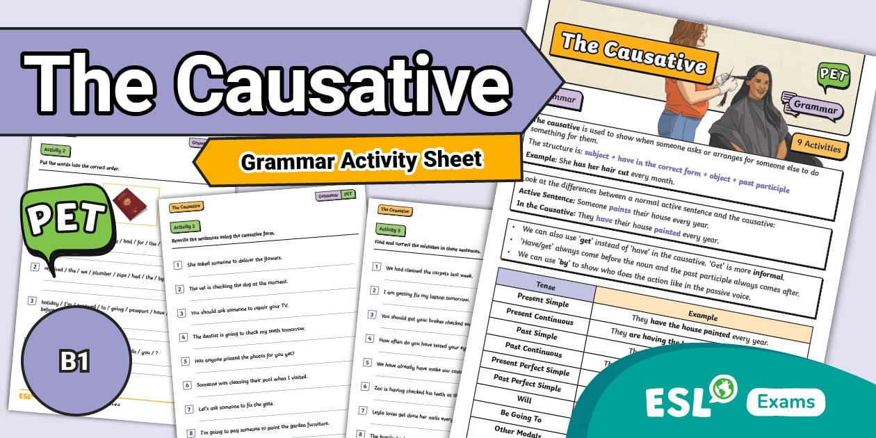 B1 Preliminary (PET) - Causative Grammar Sheet