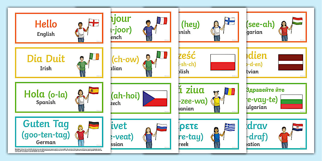 European Day of Languages Hello Word Cards (teacher made)