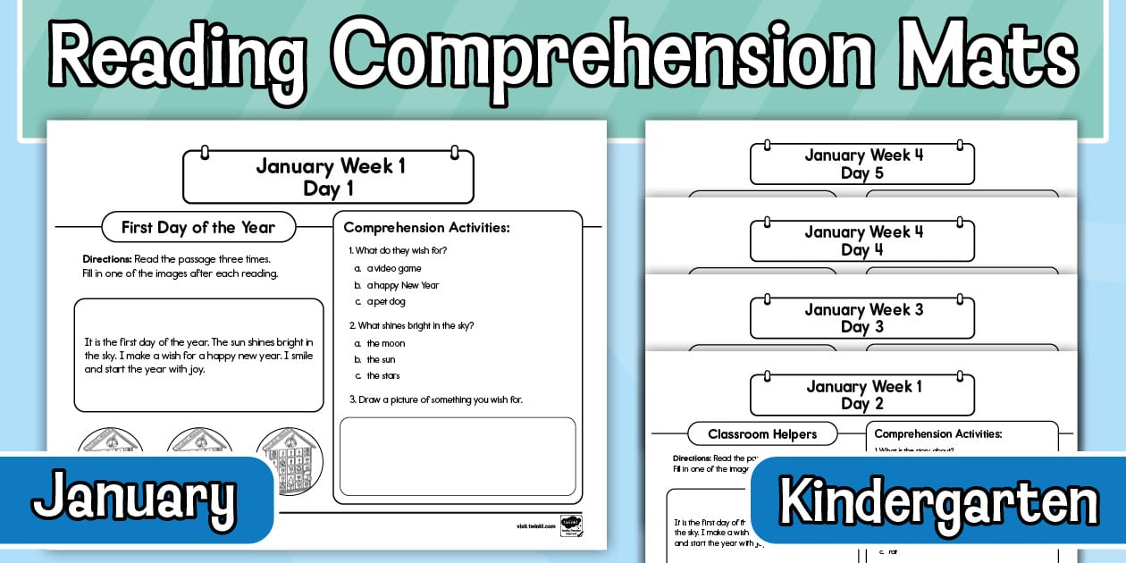 January Kindergarten Reading Comprehension Mats