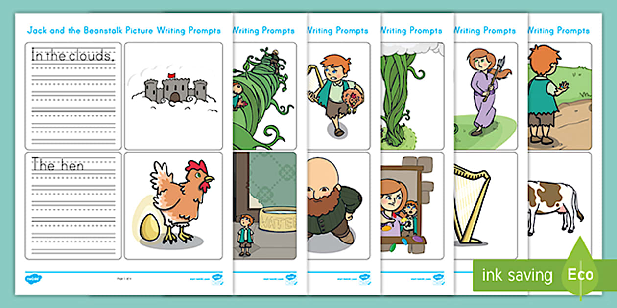 Editable Jack and the Beanstalk Simple Sentence Picture Prompts