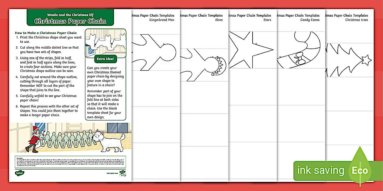 Westie and the Christmas Elf Paper Chain Template Pack