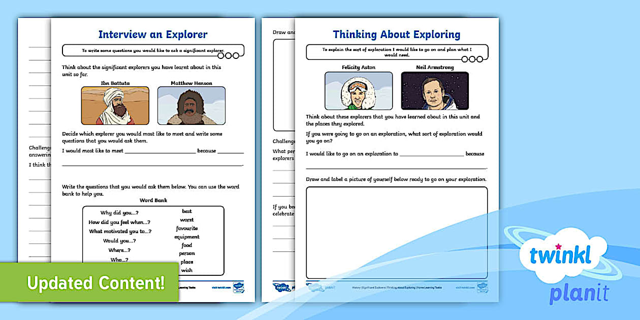 History: Significant Explorers KS1 Home Learning - Twinkl