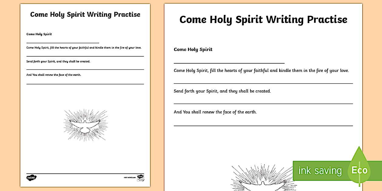 Come Holy Spirit Writing Practise Worksheet / Worksheet