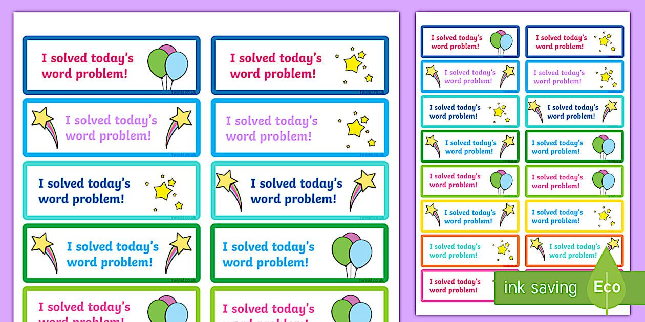 'I Solved the Word Problem' Stickers - Twinkl