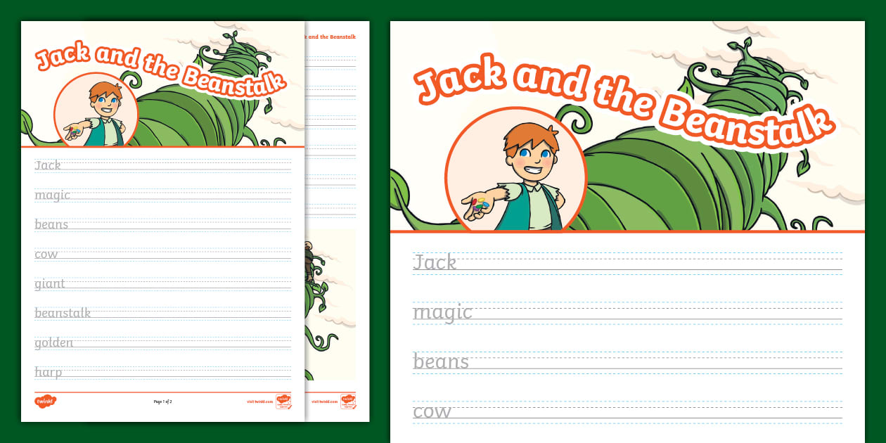 Jack and the Beanstalk handwriting sheet - Twinkl