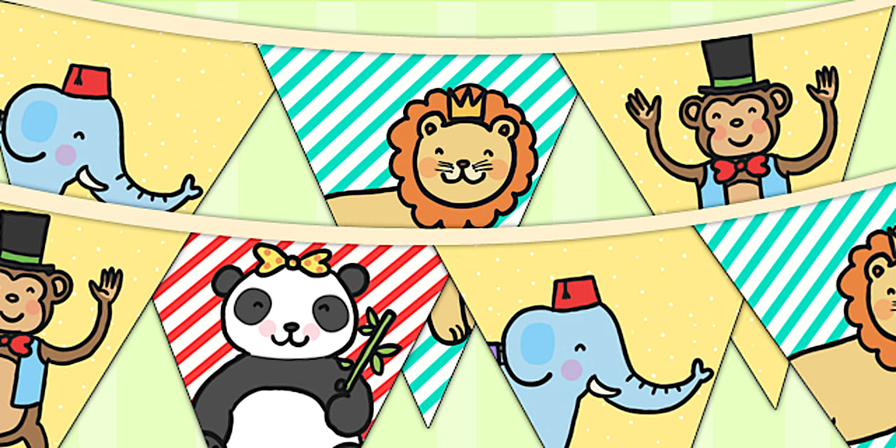 Animal Party Pictures Bunting, animal bunting (teacher made)