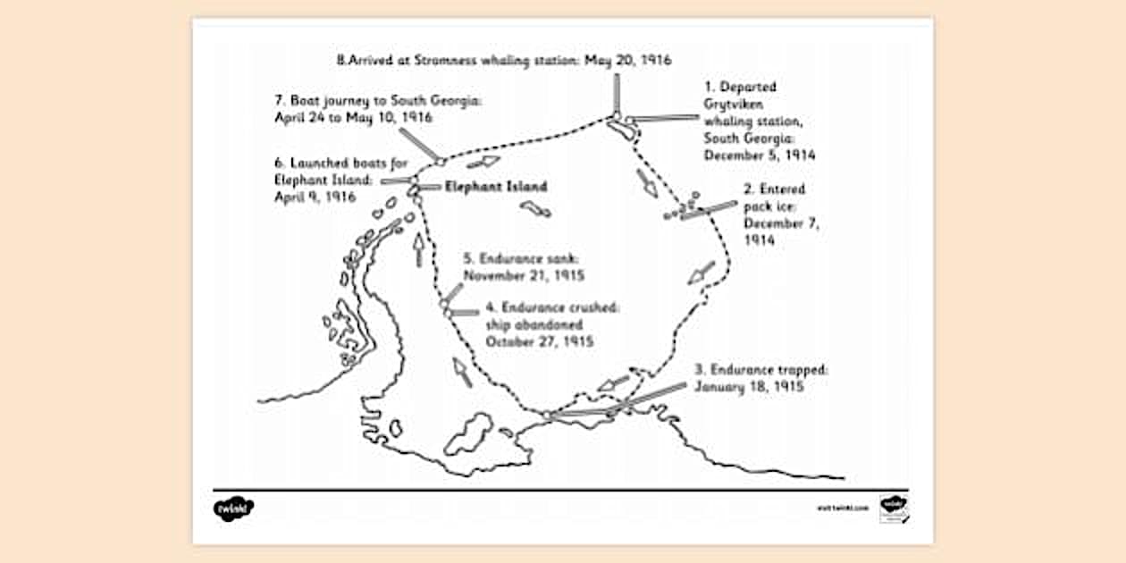Endurance Map Colouring | Colouring Sheets (Teacher-Made)