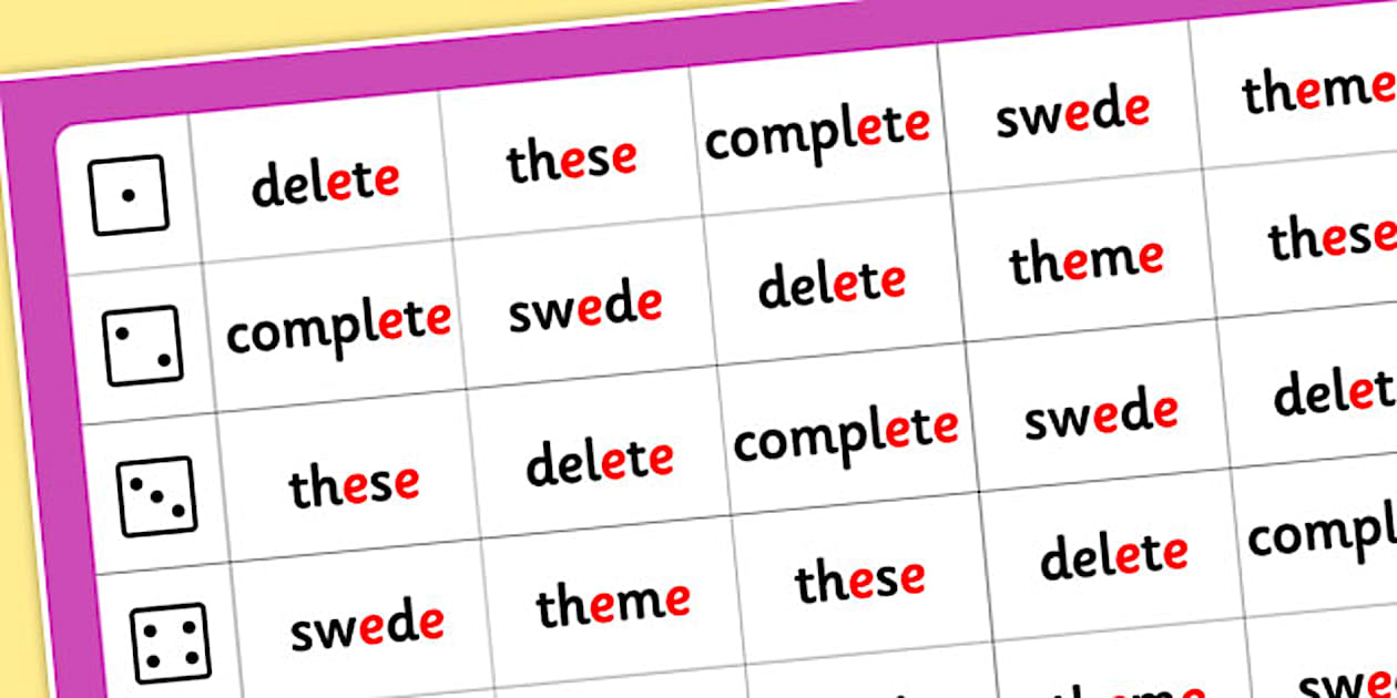 Editable Phase 5 Roll and Read Mat e-e (teacher made)