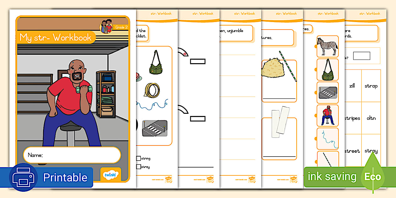 Grade 2 Phonics: str- Workbook (teacher made) - Twinkl