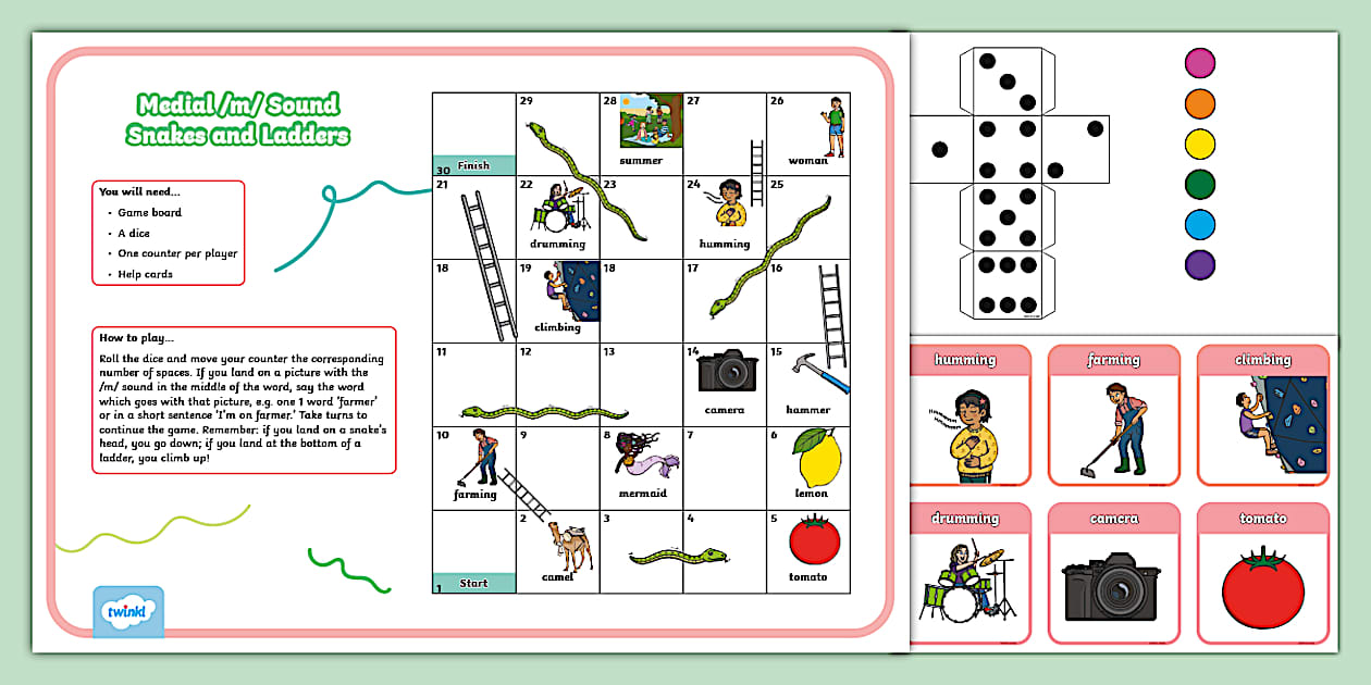 Medial /m/ Sound Snakes and Ladders