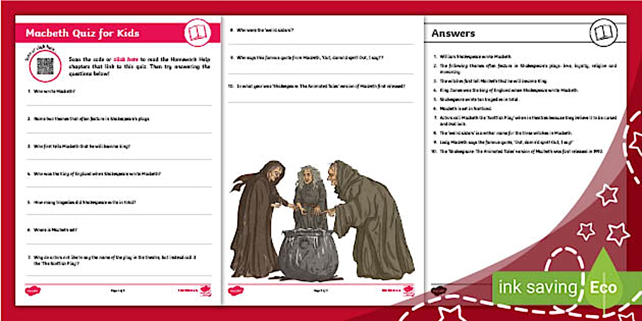 Macbeth Revision Quiz | Parent Home teaching Support