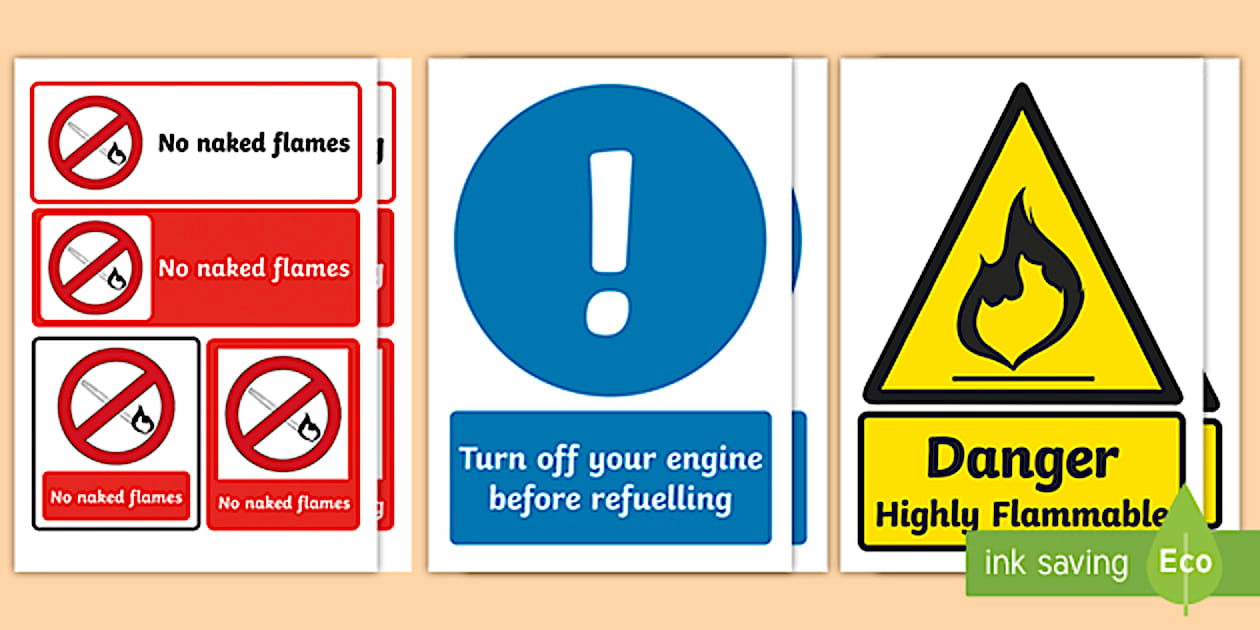 Petrol Station Safety Signs (teacher made) - Twinkl