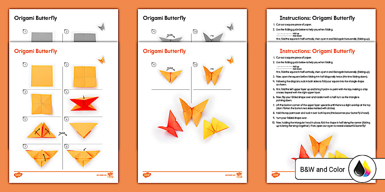 Origami Butterfly Drawing | Spring | Twinkl USA - Twinkl