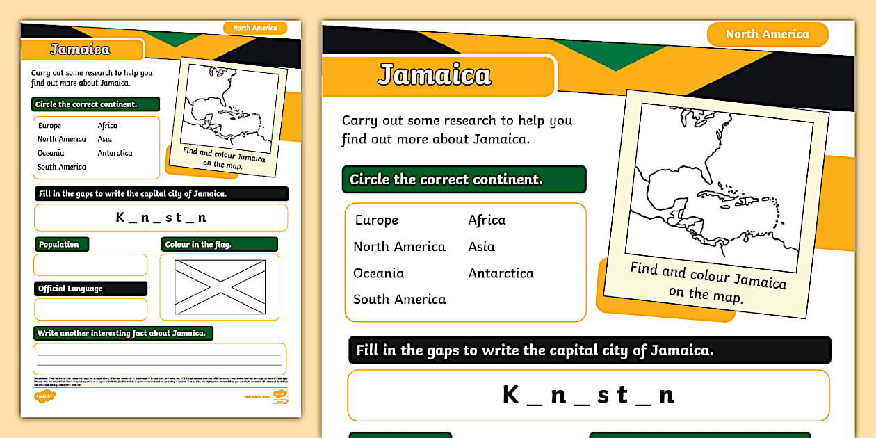 KS1 Jamaica Research Activity (teacher made) - Twinkl