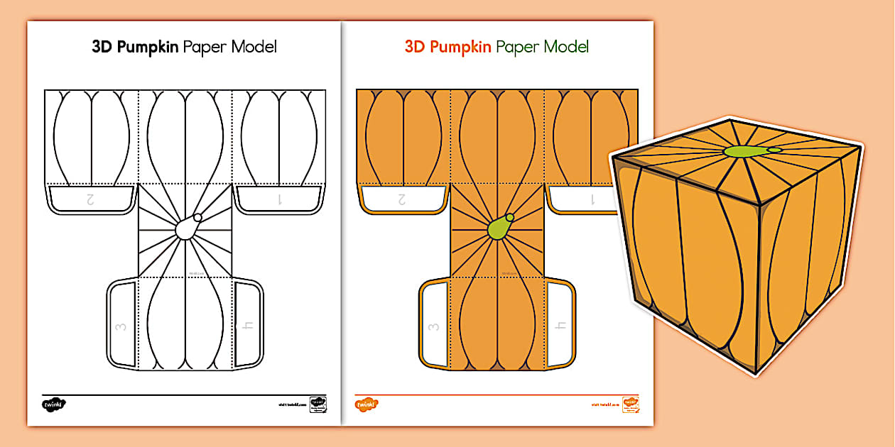 3D Pumpkin Paper Craft | Halloween | Twinkl (teacher made)