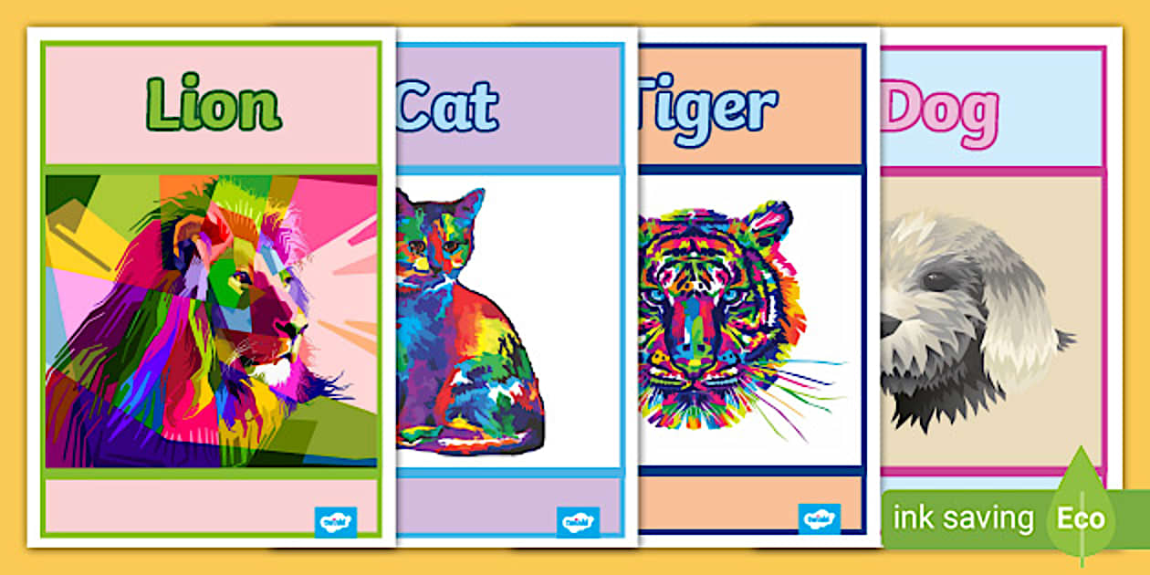 Pop Art Animals Poster Pack - Display Resources - Twinkl