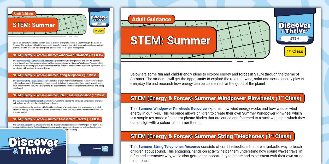 STEM (Energy& Forces) Summer Teaching Ideas (1st Class)