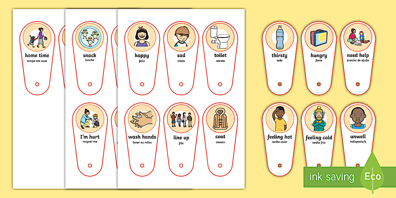 Daily Routine Communication Fans - English and Portuguese